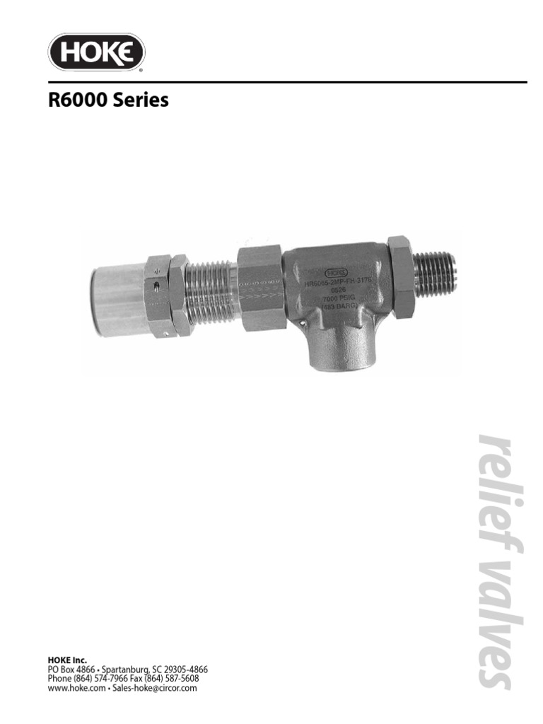 Catalog 79603ENG HOKE Relief Valves R6000 Series 01.03.14 | PDF | Valve ...