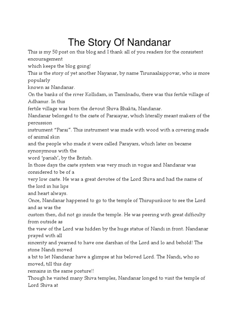 Story of Nandanar | PDF | Religion And Belief