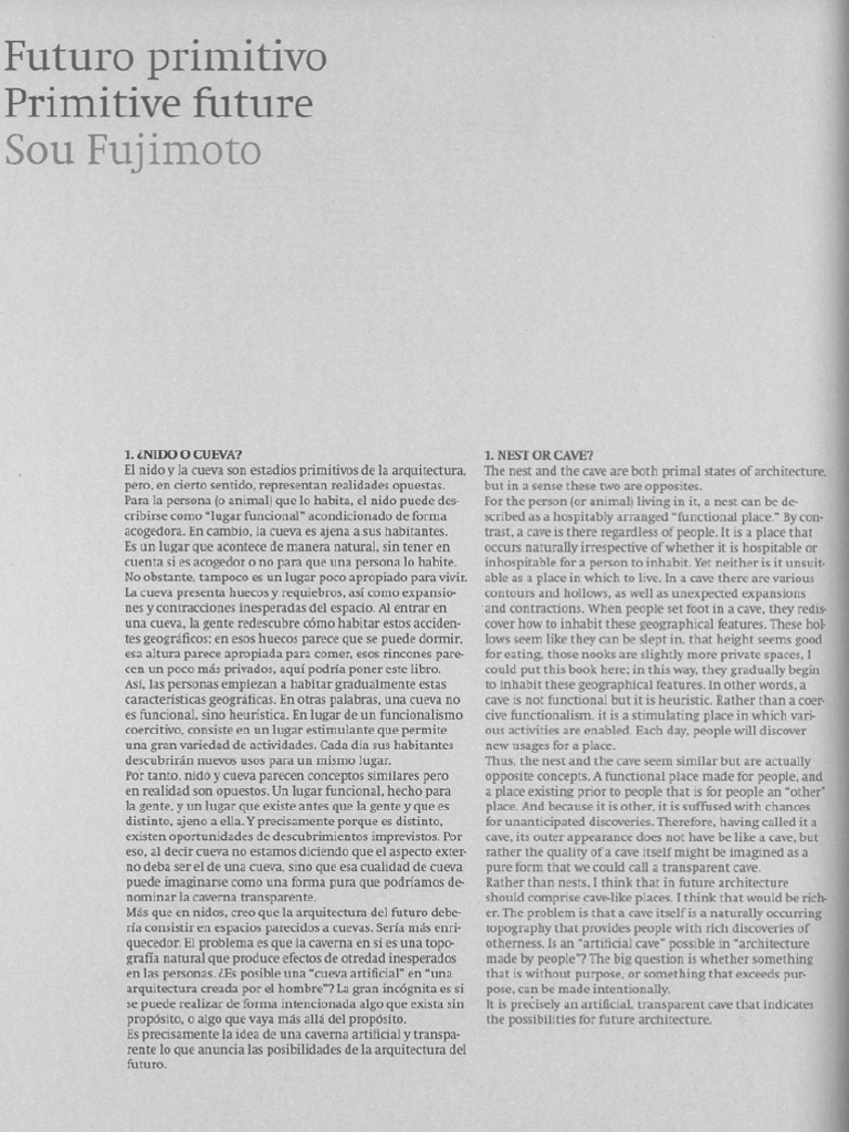 Sou Fujimoto Futuro Primitivo. Primitive Future | PDF