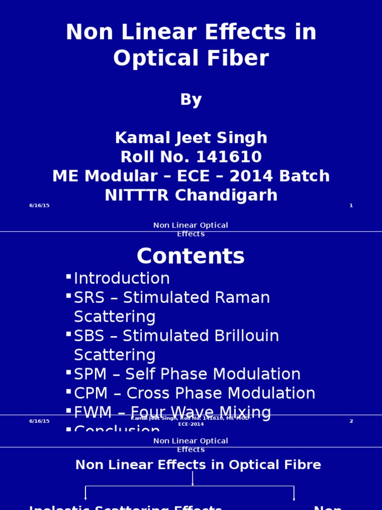 Nonlinear Effects in Optical Fiber | PDF | Atomic | Electromagnetic ...