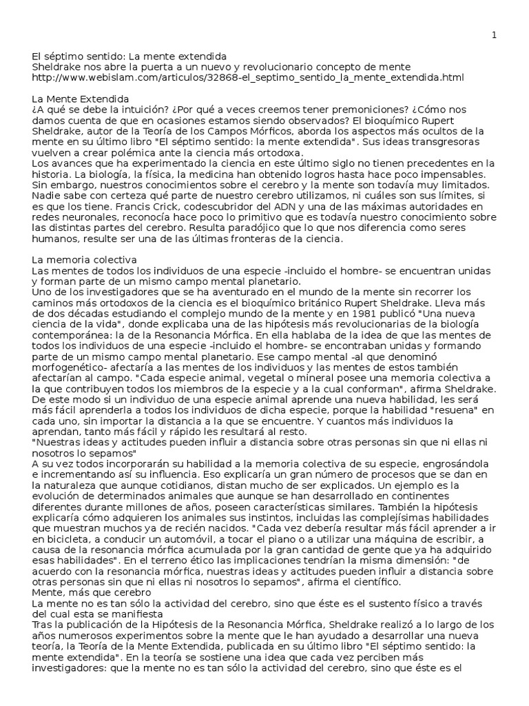 Septimo Sentido La Mente Extendida | PDF | Telepatía | Mente
