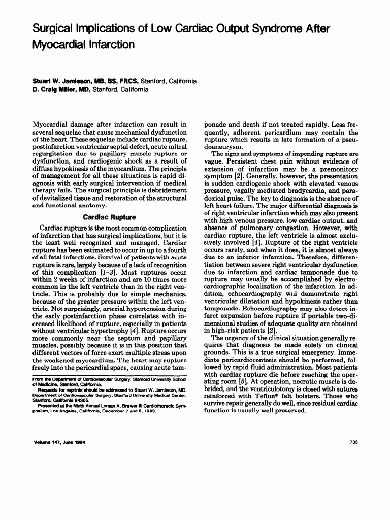 Surgical Implications of Low Cardiac Output Syndrome After Myocardial ...