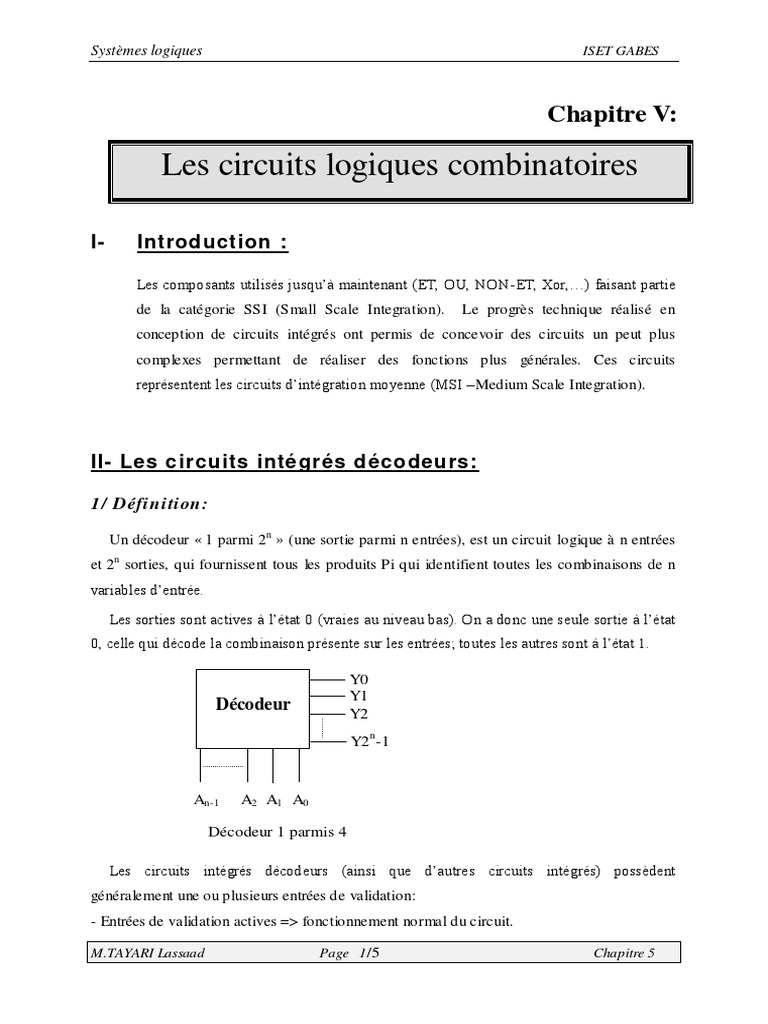 Systemes Logiques Chapitre5 | PDF | Multiplexage | Fonction logique