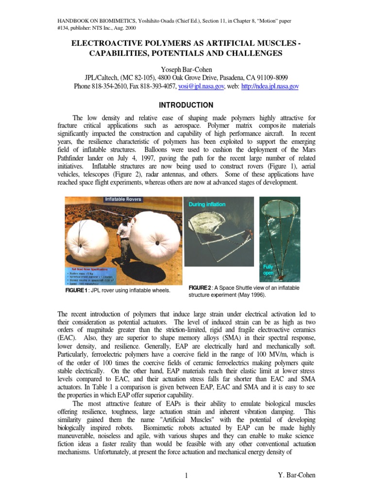 Electroactive Polymers As Artificial Muscles | PDF | Dielectric | Ferroelectricity