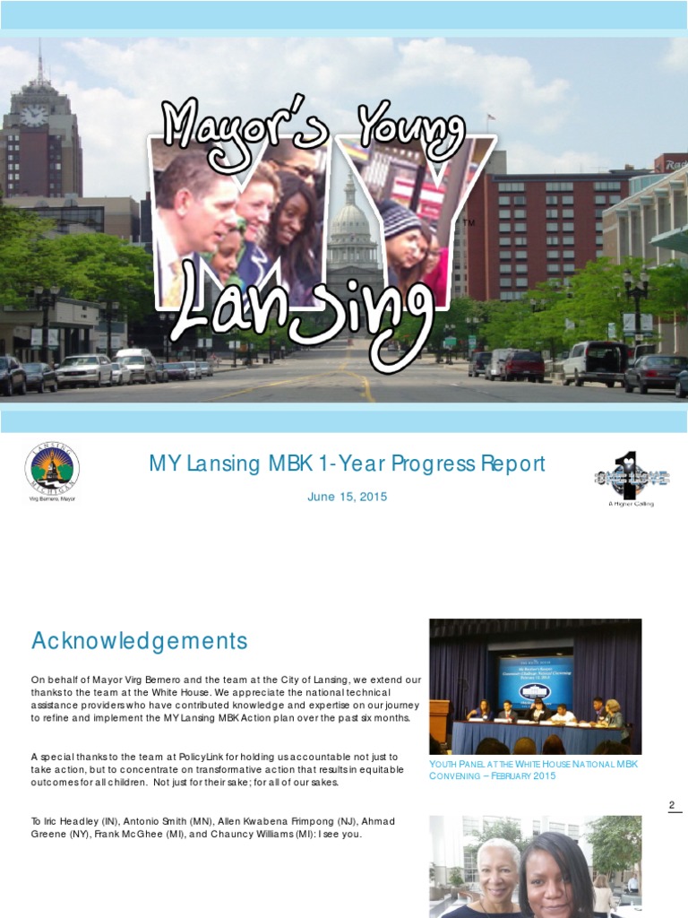 MY Lansing MBK 1 Year Progress Report | PDF | Lansing | Mentorship