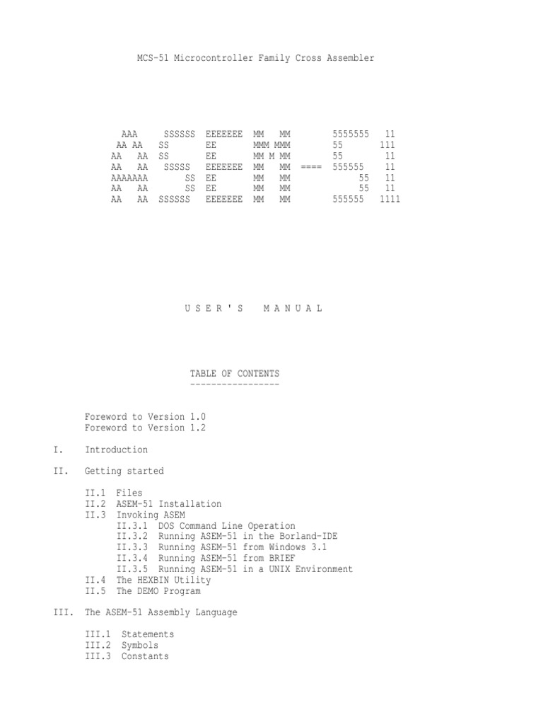MCS-51 Microcontroller Family Cross Assembler | PDF | Assembly Language | Command Line Interface