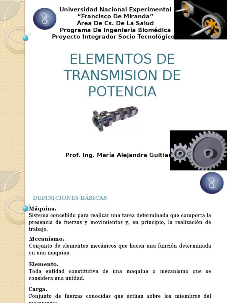 Tema 8. Elementos de Transmision de Potencia | Engranaje | Transmisión ...