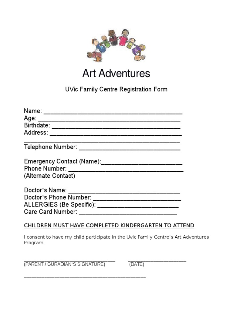 UVic Family Centre Art Adventures Form | PDF