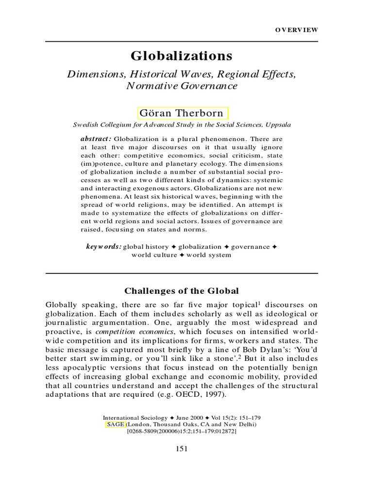 Göran Therborn - Globalizations | PDF | World Systems Theory | Europe ...