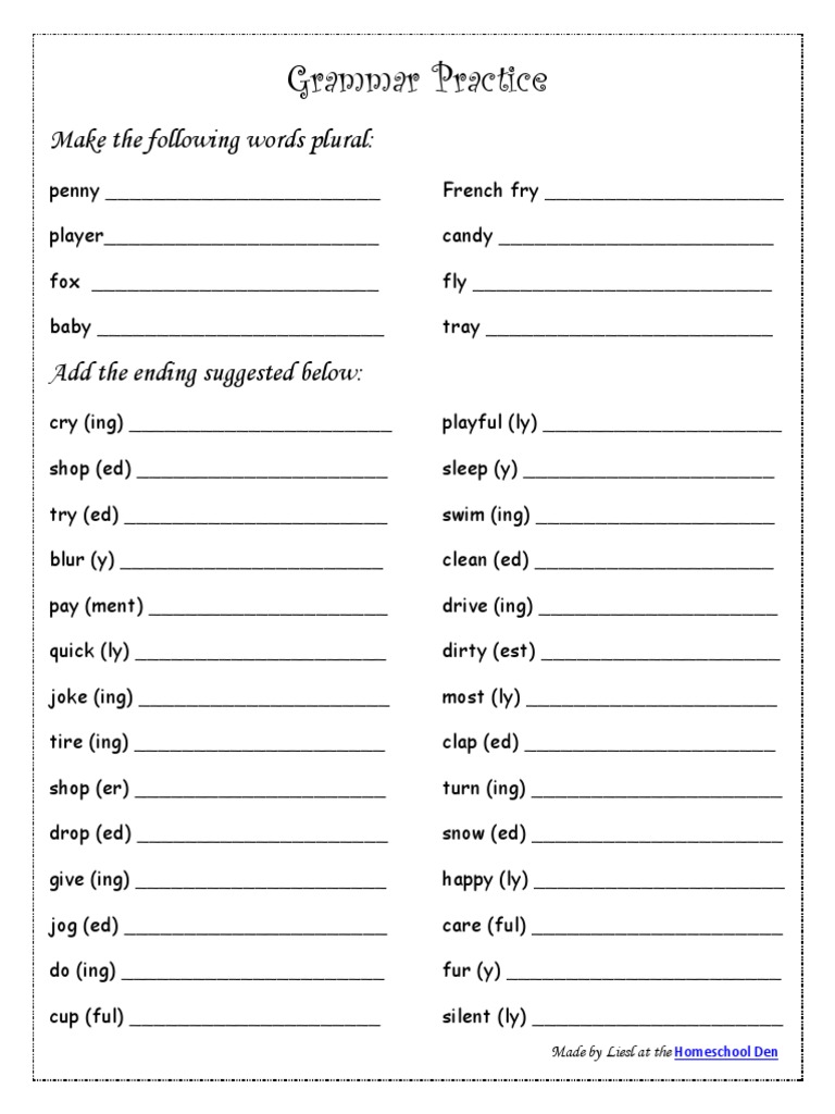 Grammar Practice: Plurals & Past Tense | PDF