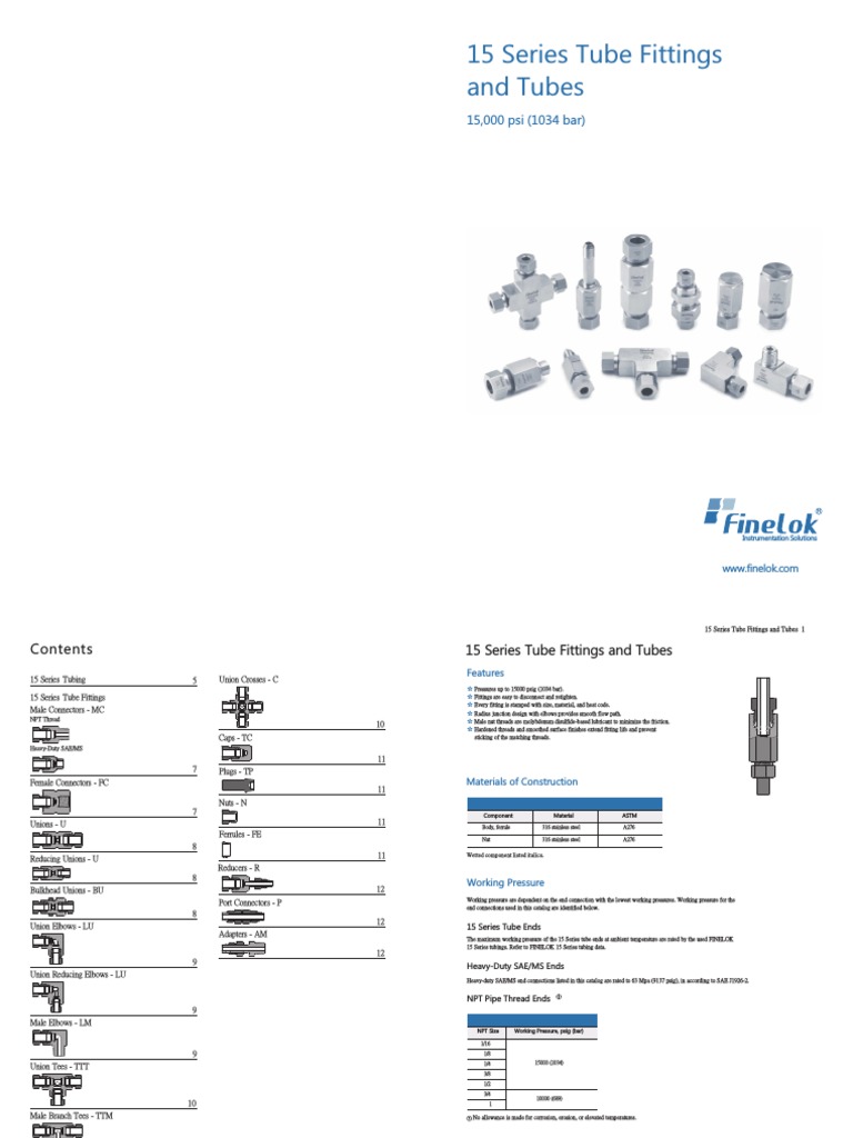 15 Series Tube Fitting | PDF | Nut (Hardware) | Mechanical Engineering