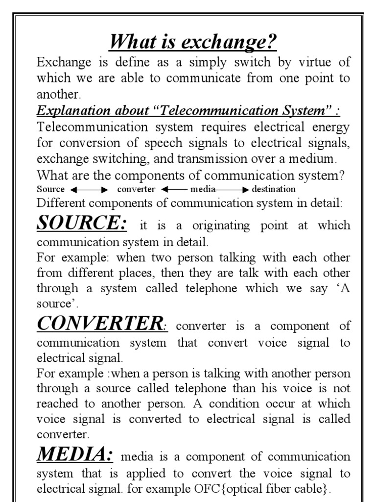 Electrical System Exchange Overview | PDF | Communications System ...