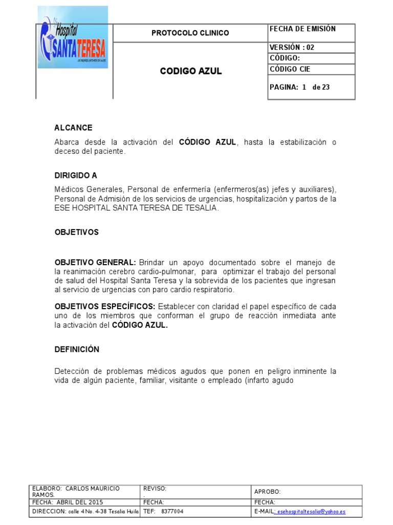 Codigo Azul 2015 | PDF | Reanimación cardiopulmonar | Paro cardíaco