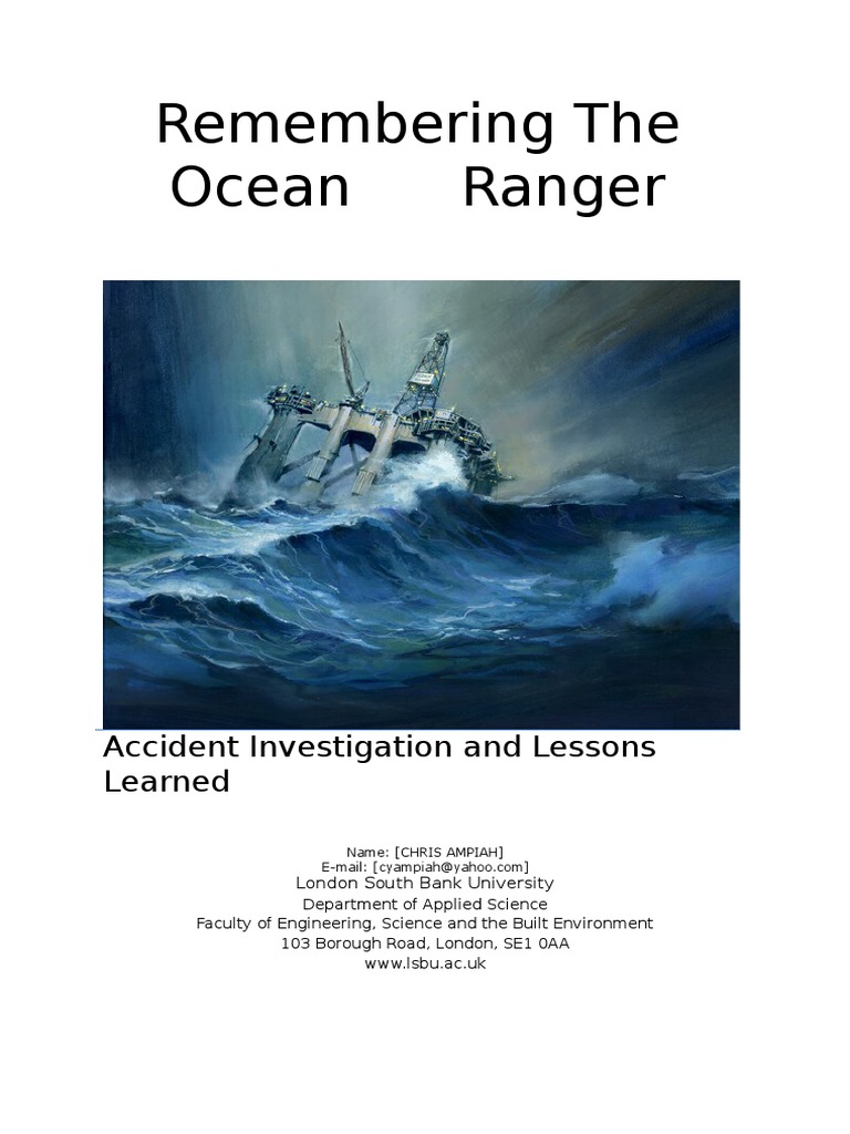 Remembering The Ocean Ranger: Accident Investigation and Lessons ...