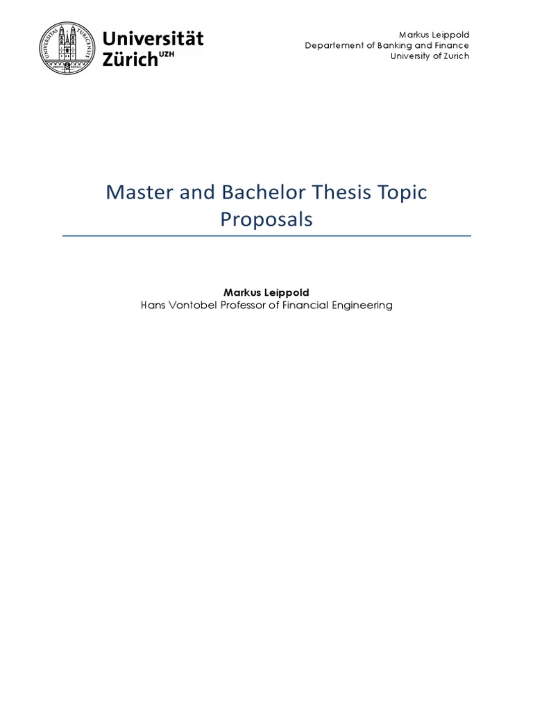 Master'and'Bachelor'Thesis'Topic' Proposals! | PDF | Vix | Option (Finance)