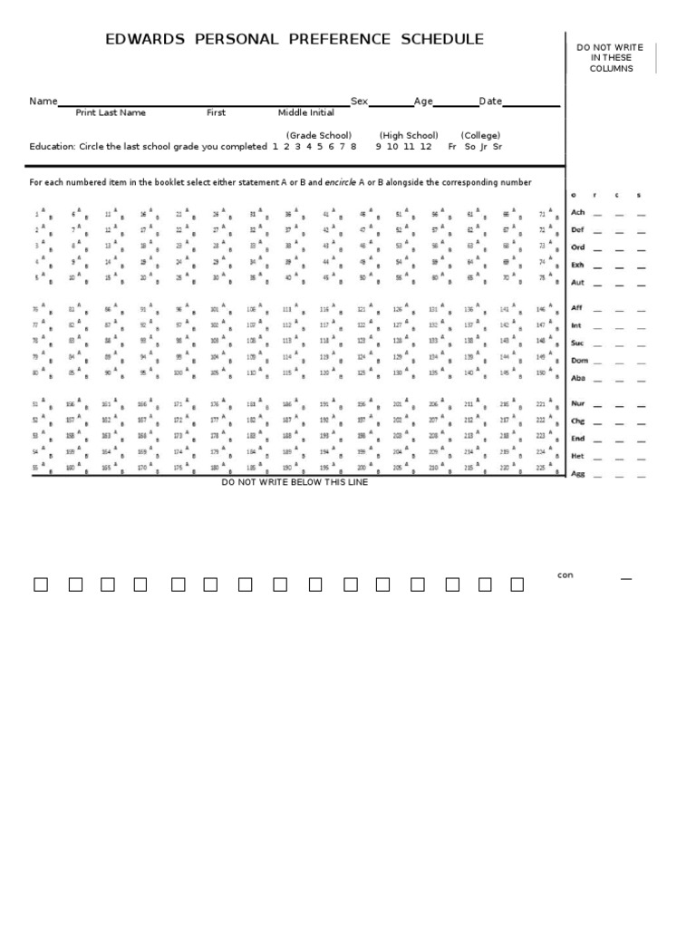 Sample Epps Answer Sheet | PDF