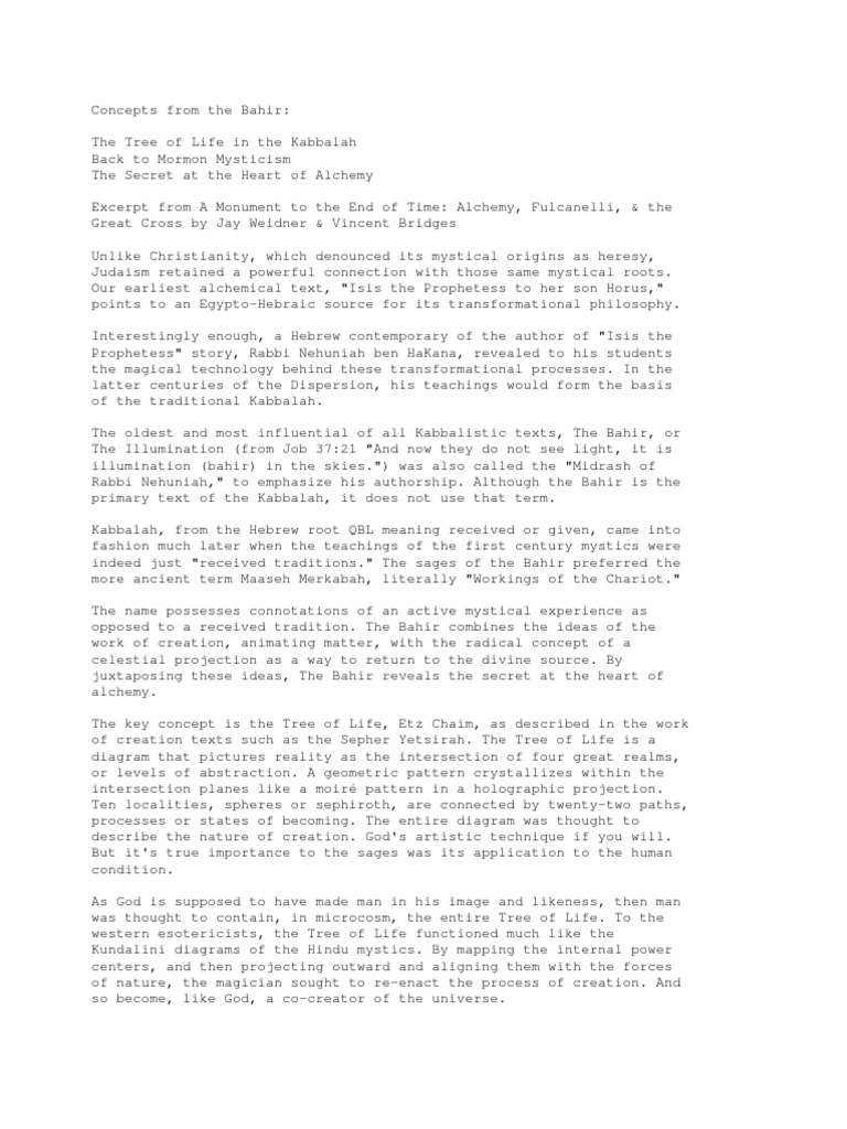 Concepts From The Bahir The Tree of Life in The Kabbalah | PDF ...