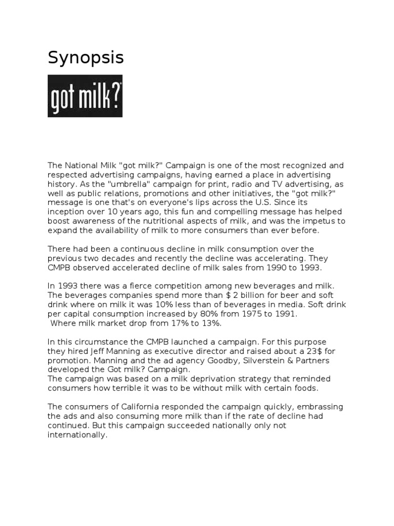 Got Milk? Case Study Solution | PDF | Advertising | Milk