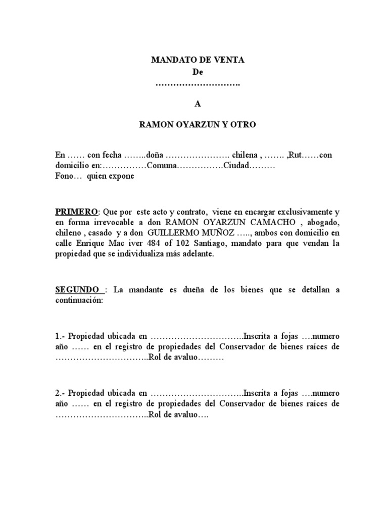 Mandato Venta Predio Pucon | Instituciones sociales | Sociedad