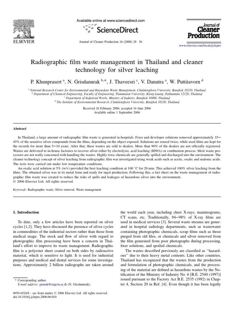 Radiographic LM Waste Management in Thailand and Cleaner Technology For ...