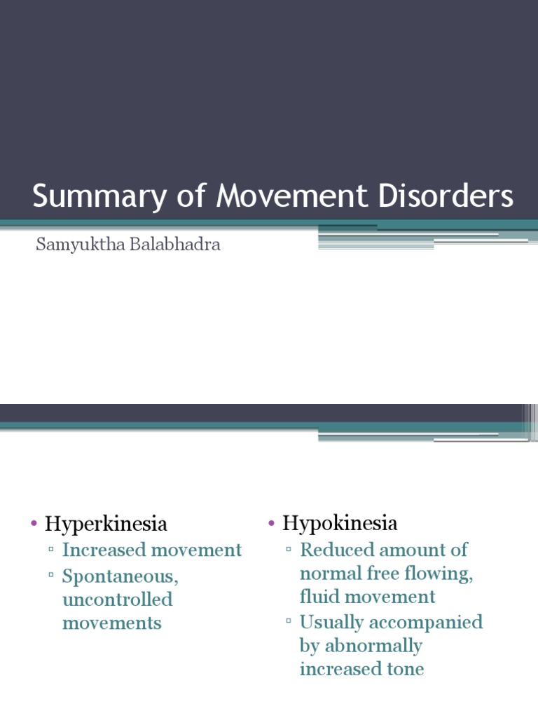 Summary of Movement Disorders | PDF | Neurology | Diseases And Disorders