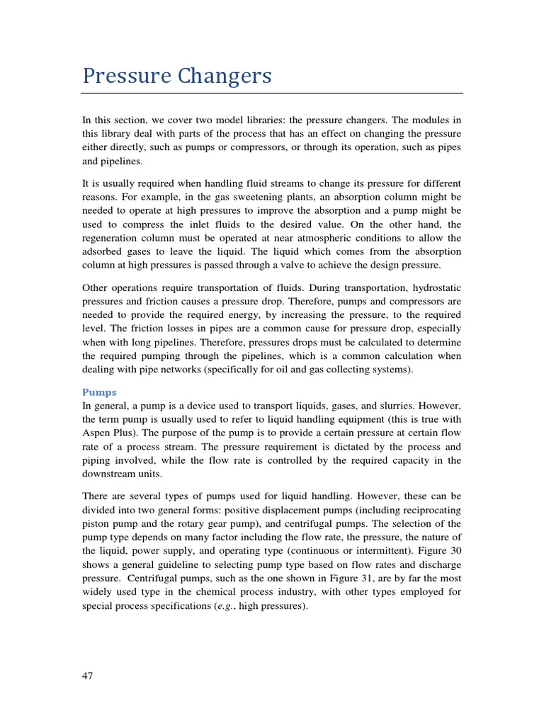 Pressure Changers On Aspen Plus | PDF | Gas Compressor | Pump