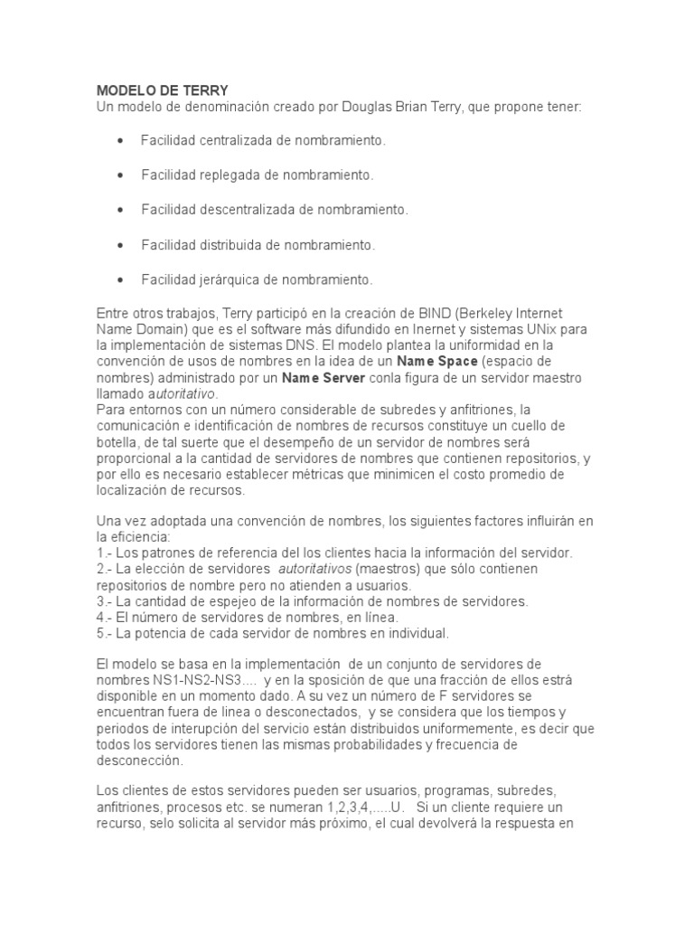 Modelo de Terry | PDF | Servidor (Computación) | sistema de nombres de ...