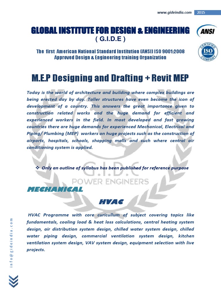 M.E.P Designing and Drafting + Revit MEP: Global Institute For Design ...
