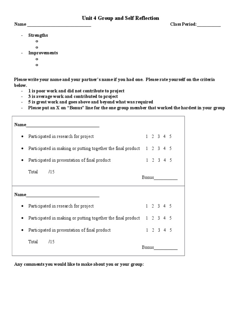 Group Project Self-Reflection Guide | PDF | Career & Growth