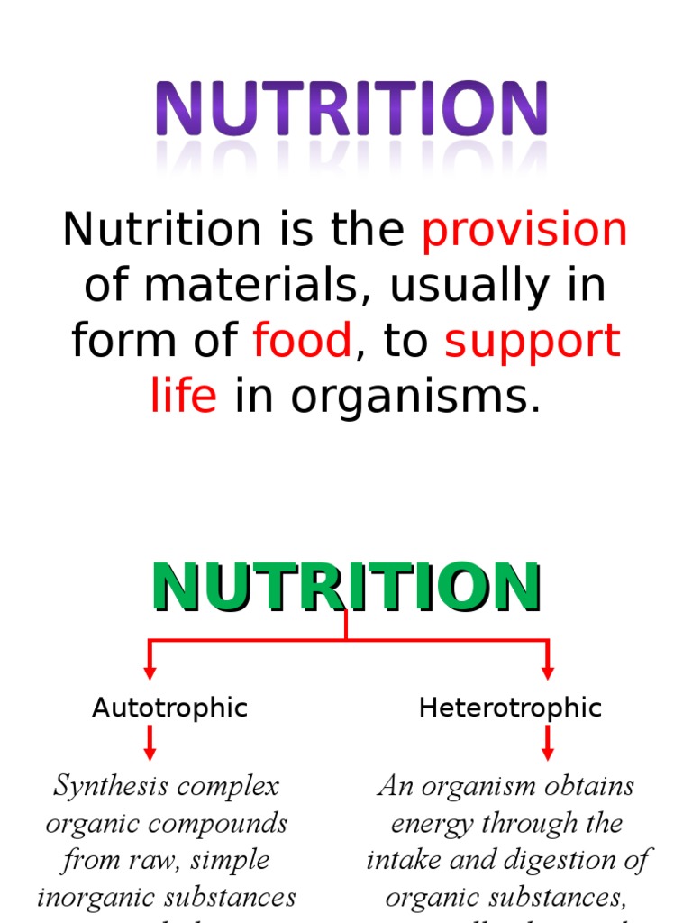 Provision Food Support Life: Nutrition Is The of Materials, Usually in ...
