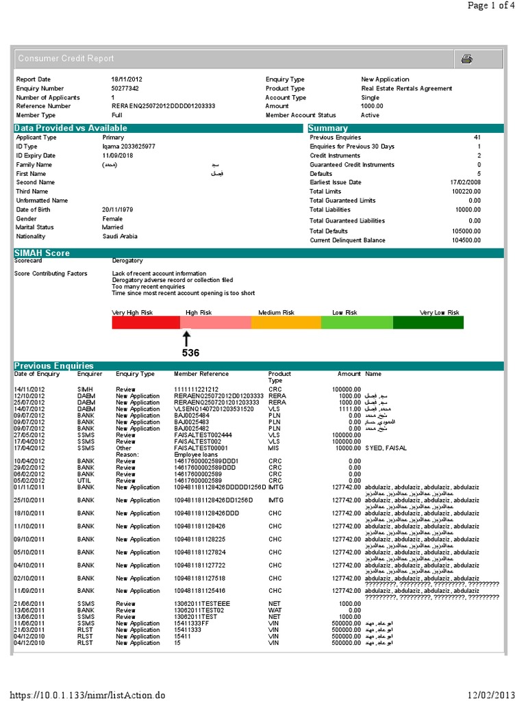 Consumer Credit Report Sample | PDF | Credit History | Credit