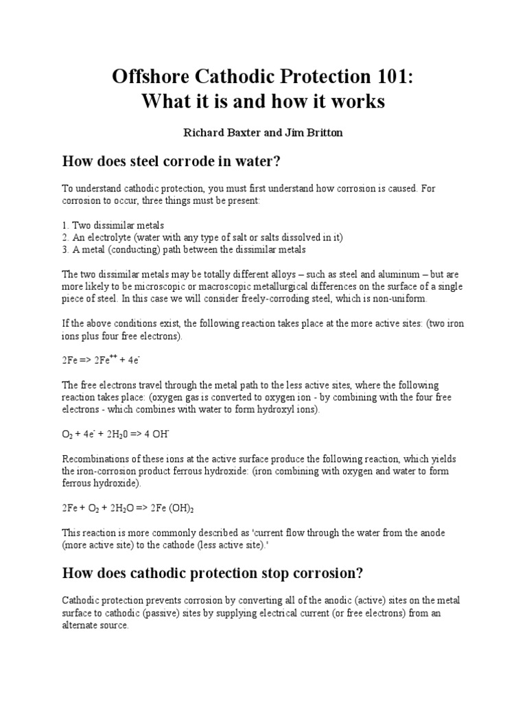 Offshore Cathodic Protection Explained | PDF