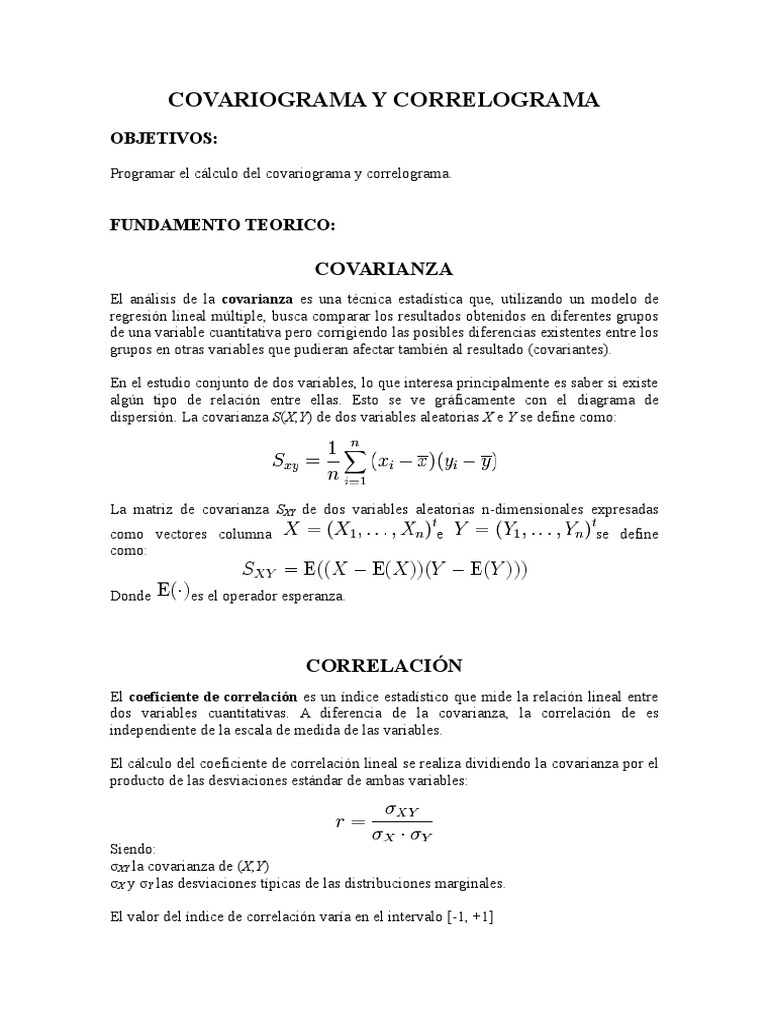 Covarianza y Correlograma | PDF | Covarianza | Correlación y dependencia