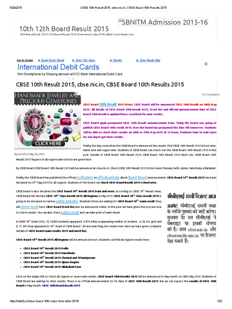 CBSE 10th Result 2015, Cbse - Nic PDF | PDF | Statistics Of Education ...