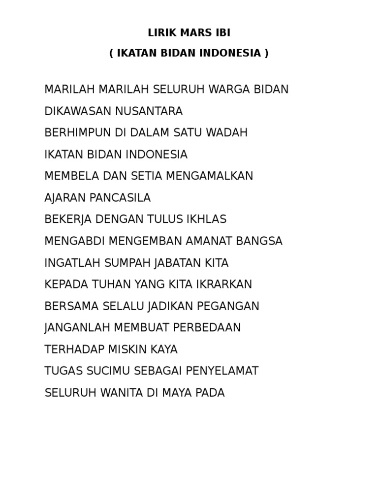 Lirik Mars Ibi-1 | PDF