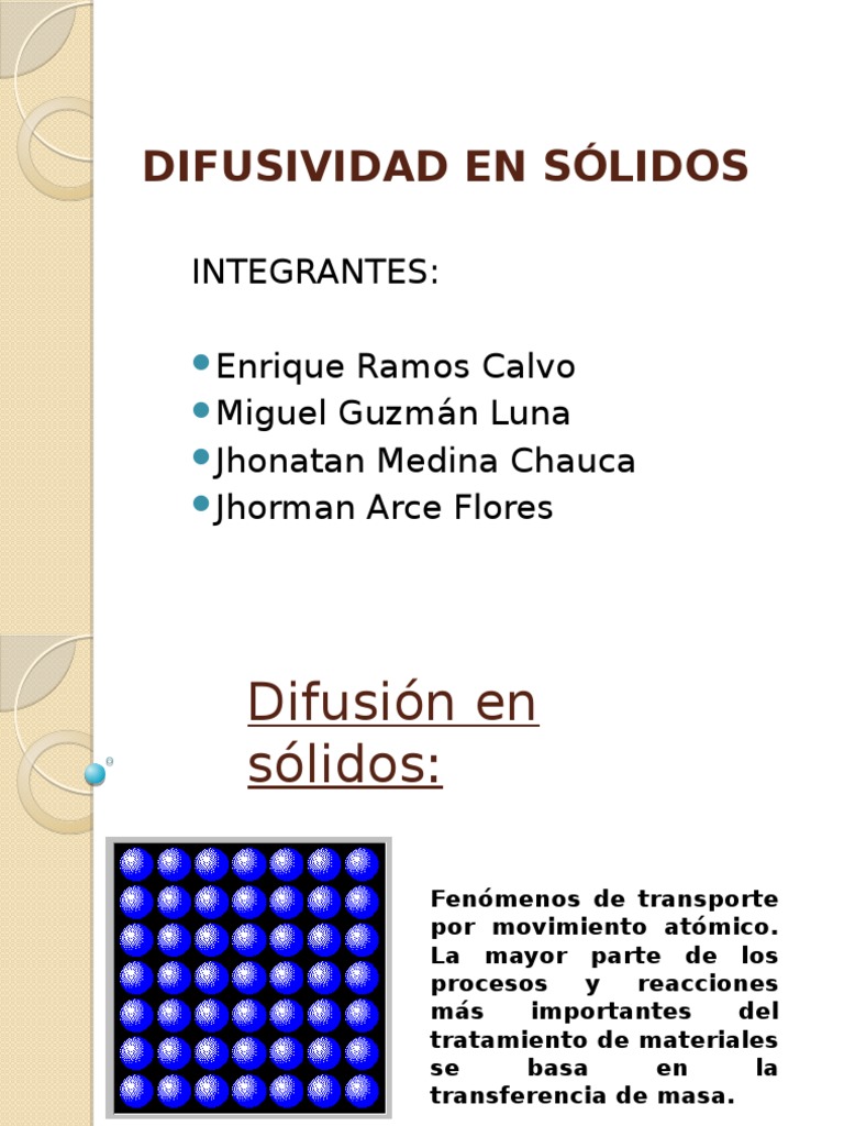 Mecanismos de Difusión en Sólidos | PDF | Difusión | Átomos