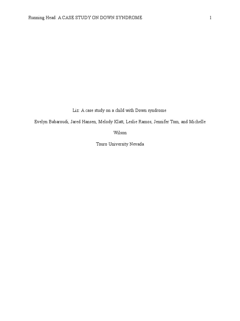 Case Study: Liz and Down Syndrome | PDF | Psychosocial | Learning
