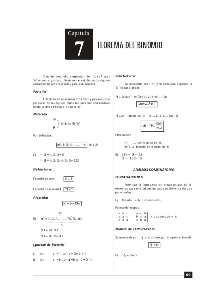Teorema Del Binomio Y Combinatoria Pdf