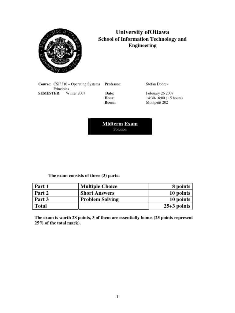Csi 3310 Midterm Samples Solution | PDF | Kernel (Operating System) | Thread (Computing)