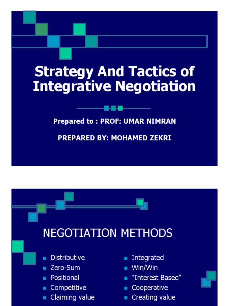 Integrative Negotiation Guide | PDF | Negotiation | Psychological Concepts