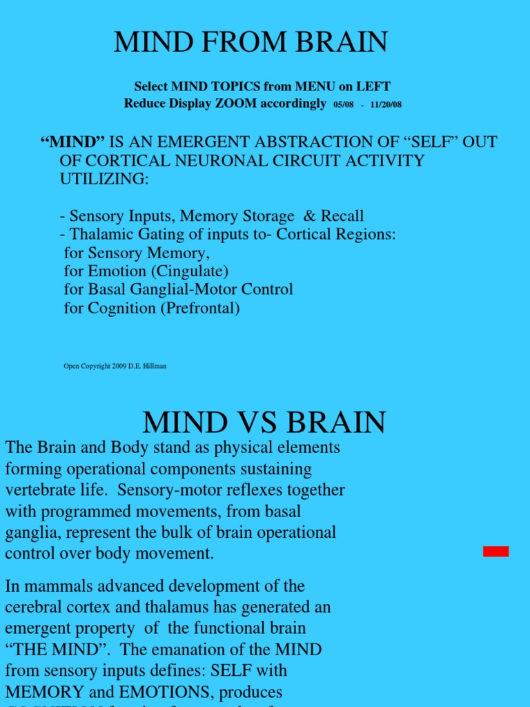 Mind From Brain: Select Mind Topics From Menu On Left Reduce Display ...