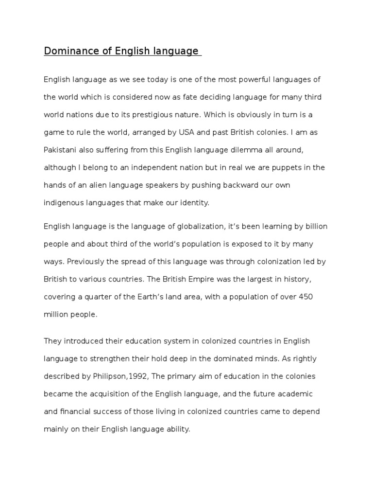 Dominance of English Language | PDF | Cultural Geography | Asia
