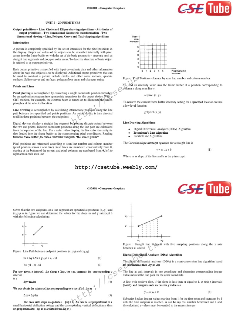 2D Graphics: Line Drawing Algorithms | PDF | Ellipse | Circle