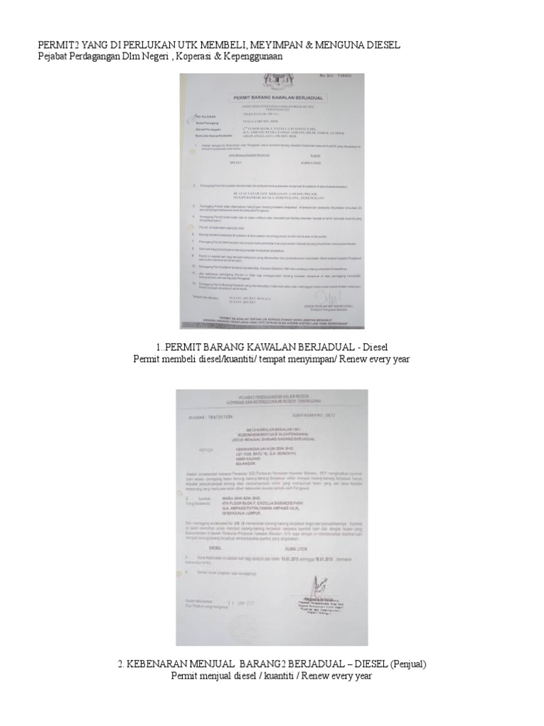 Diesel Permit | PDF | Law | Technology & Engineering