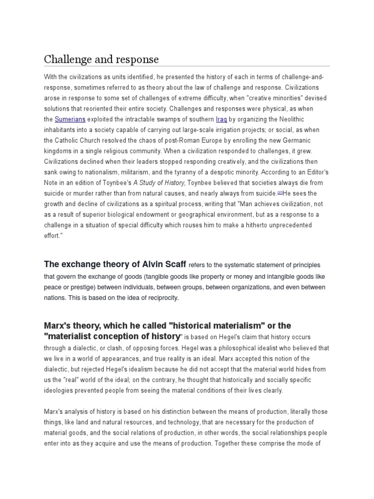 Challenge and Response: The Exchange Theory of Alvin Scaff | PDF | Karl ...