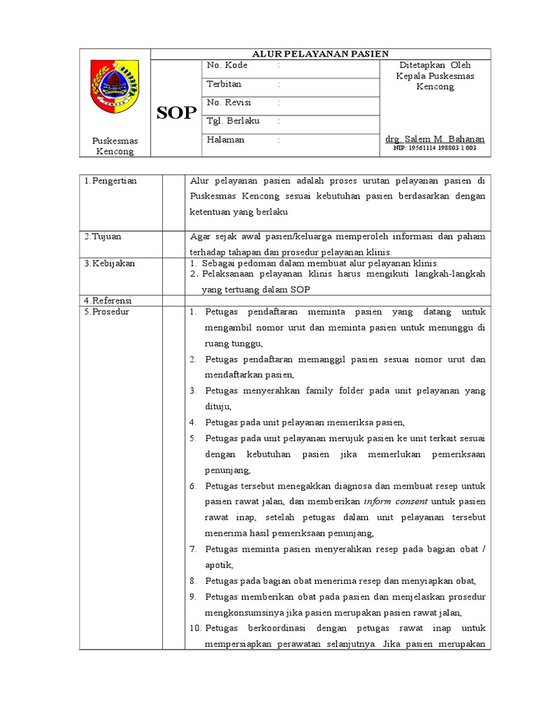 SOP Alur Pelayanan Pasien | PDF