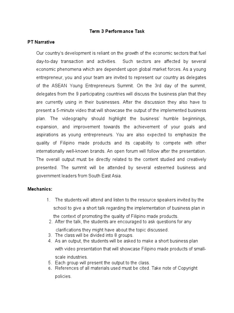 Term 3 Performance Task | PDF