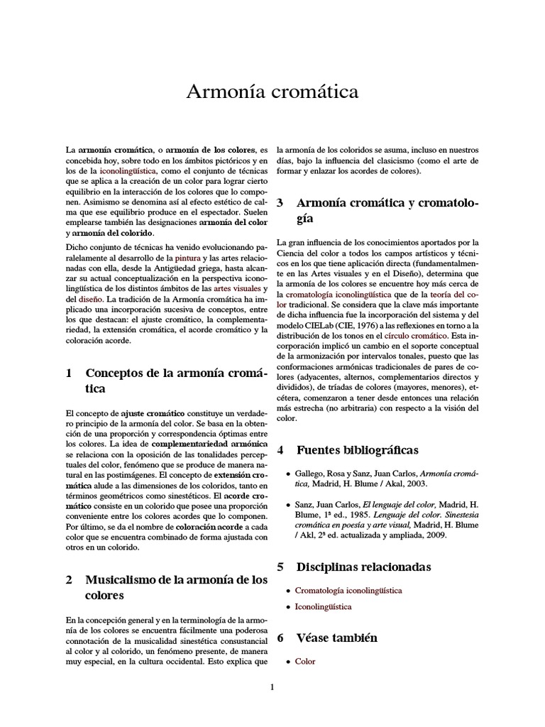 Armonía Cromática: Conceptos Clave | PDF | Armonía | Color