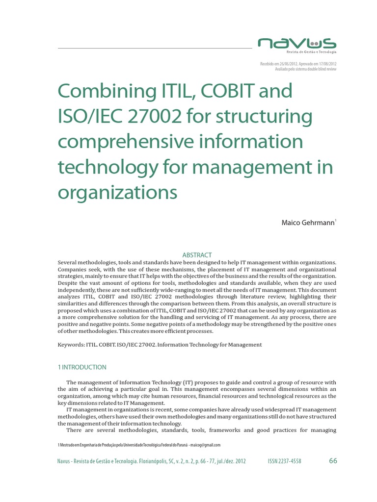 Combining ITIL | PDF | Itil | Cobit Combining ITIL | PDF | Itil | Cobit