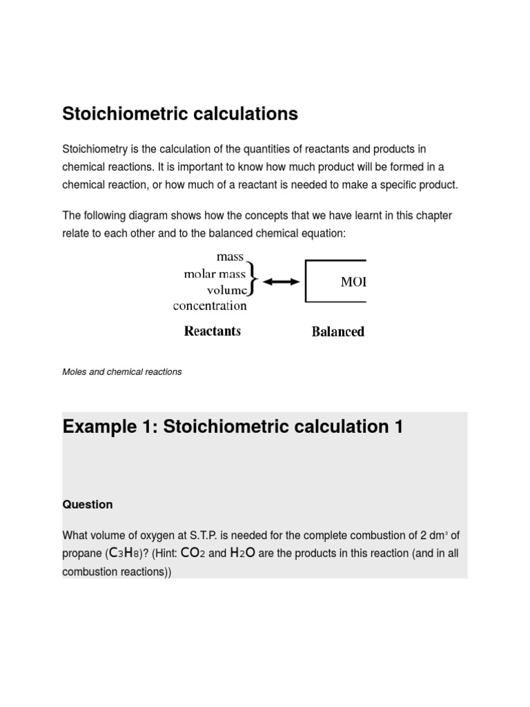 Stoichiometric Calculations: C H CO H O | PDF | Stoichiometry | Mole (Unit)